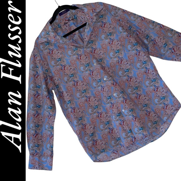 Alan Flusser | Shirts | Alan Flusser Dress Shirt Mens Size Large Paisley Long Sleeve Collar ...